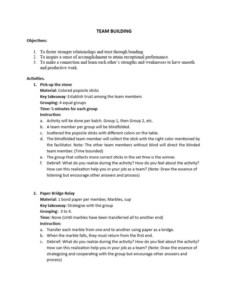 Effective Team Building Activities Guide | PDF | Language Arts ...