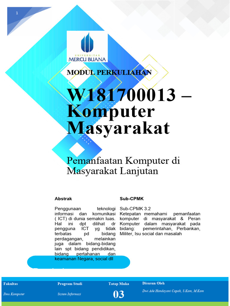 Modul Komputer Masyarakat (TM3) | PDF