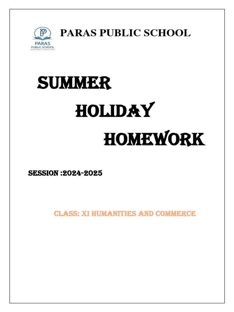 Class Xi Commerce & Humanities Holiday Homework | PDF | Trigonometric ...