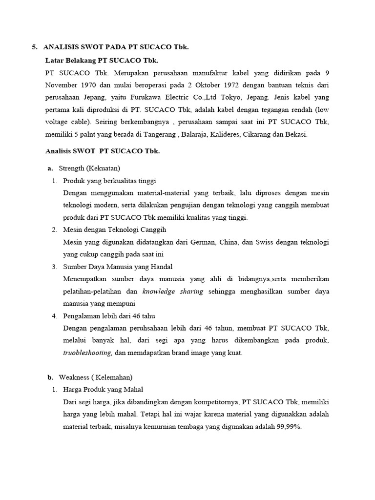 Ketik 2 Lembar Analsis Swot | PDF | Bisnis