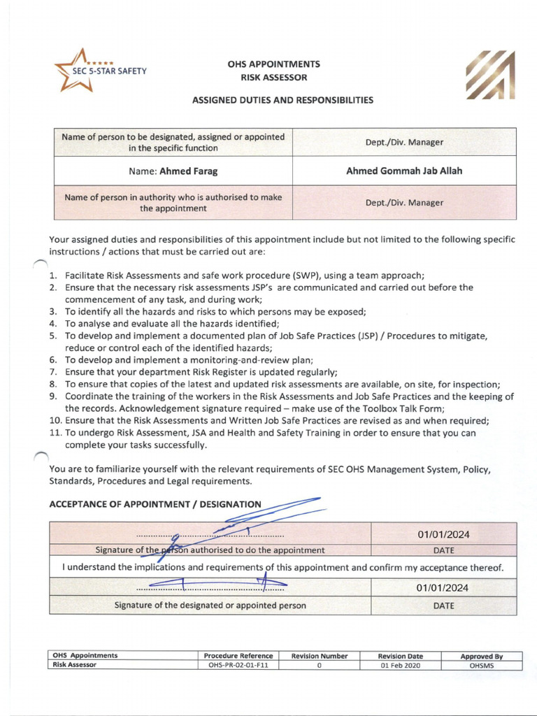 F11-Appointment Risk Assessor | PDF