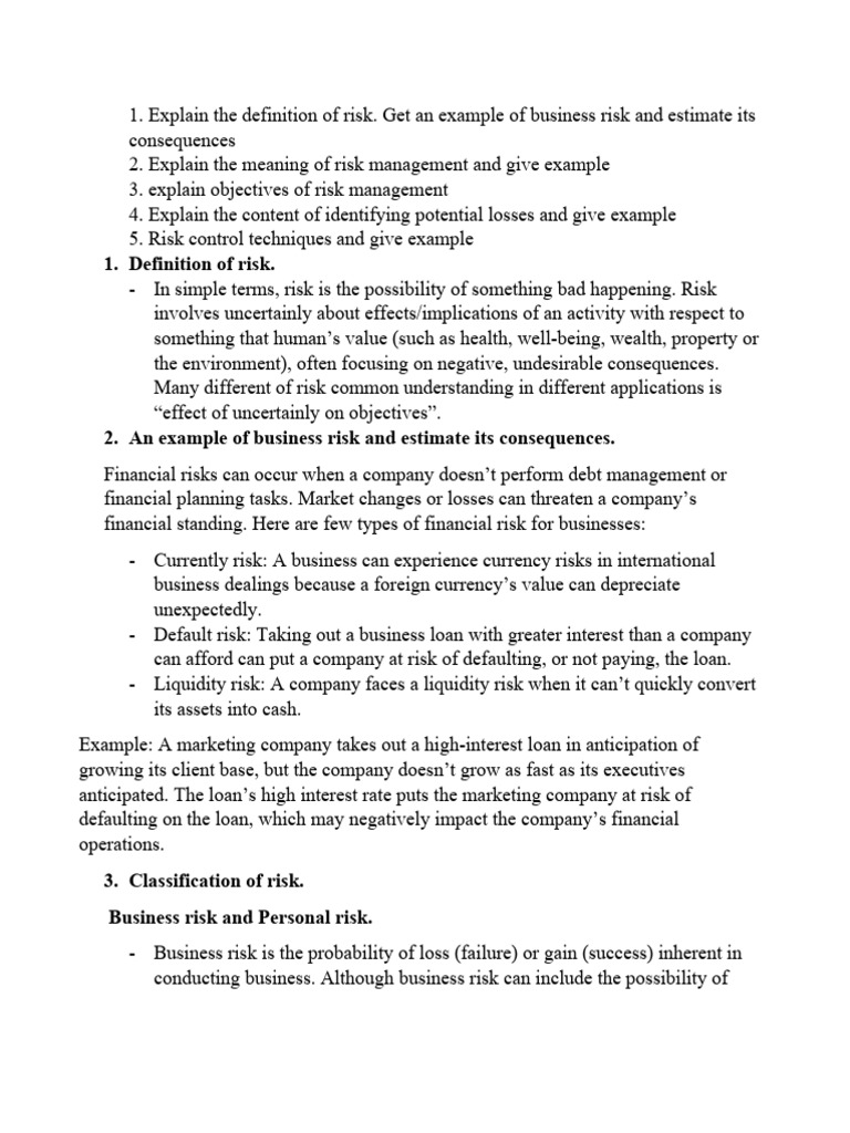 Question Risk Management | PDF | Risk | Hazards