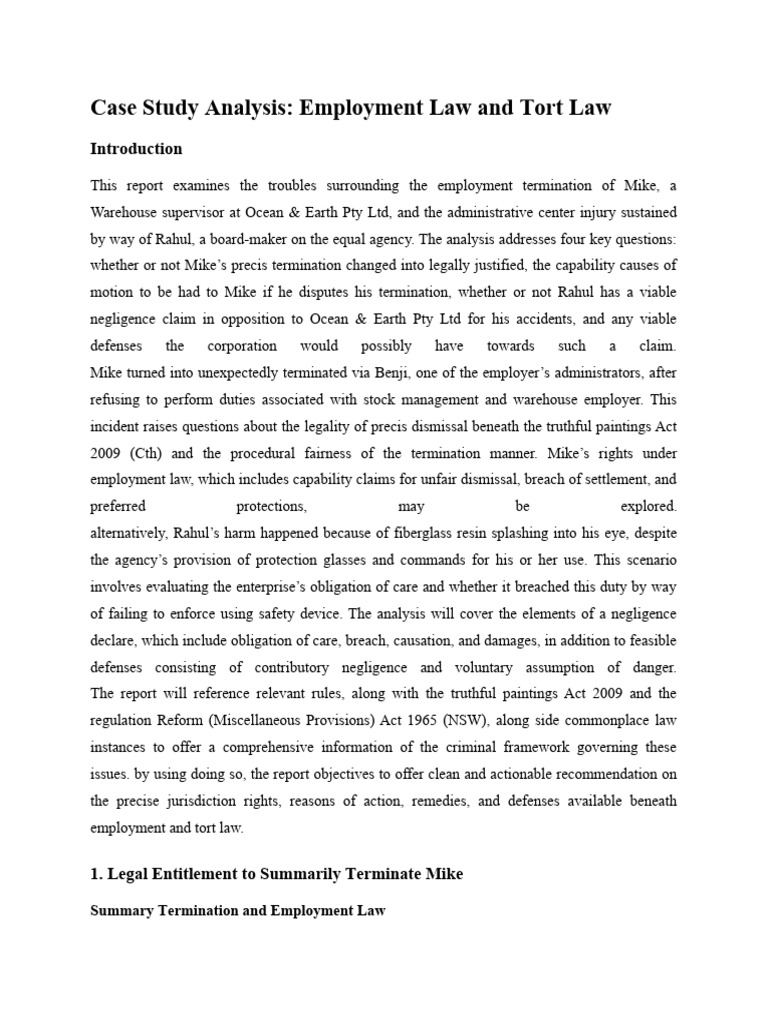 Tort Law and Employment Law | PDF | Negligence | Employment