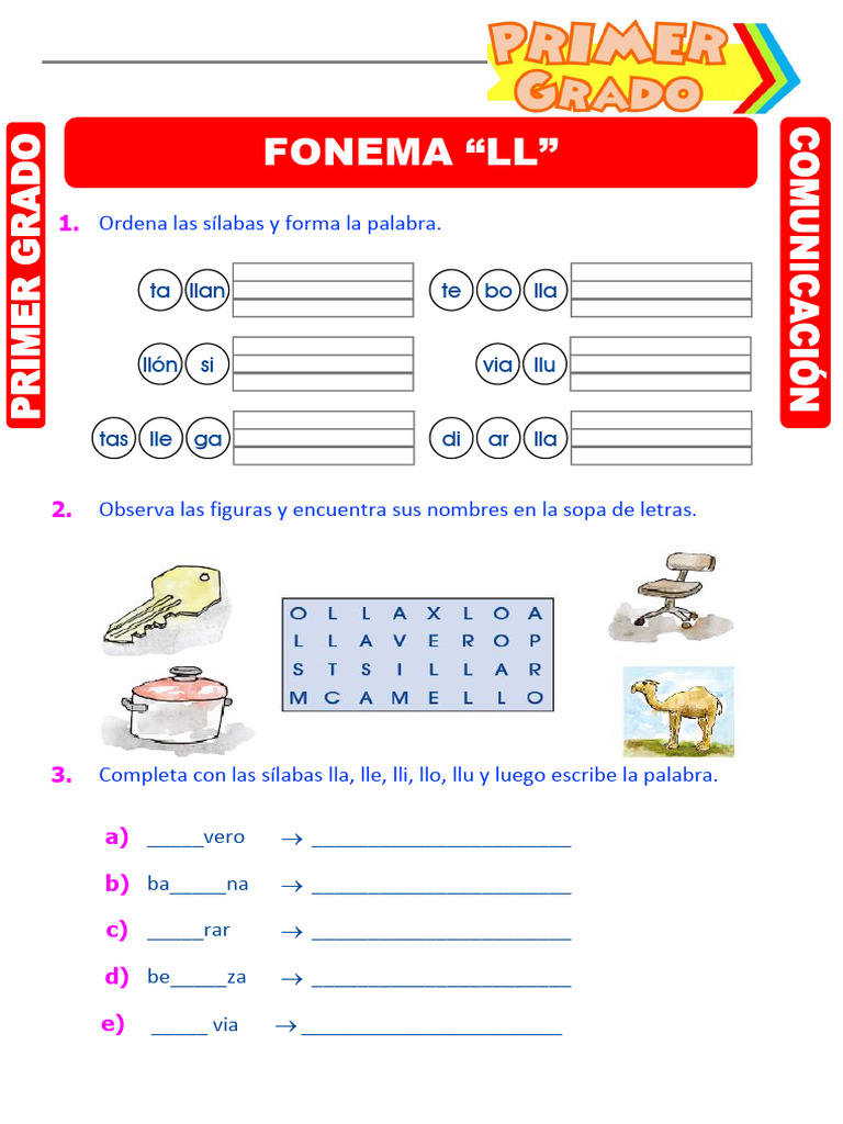 Fonema LL para Primero de Primaria | PDF