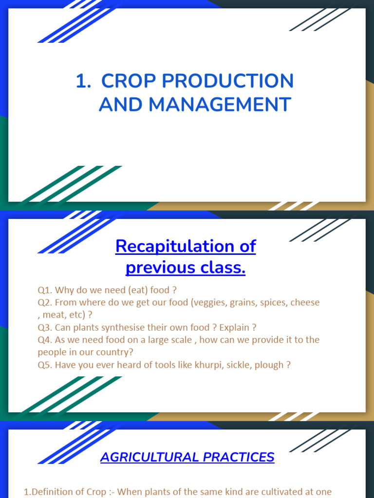 Crop Production (Ppt-Gif's) | PDF | Soil | Fertilizer