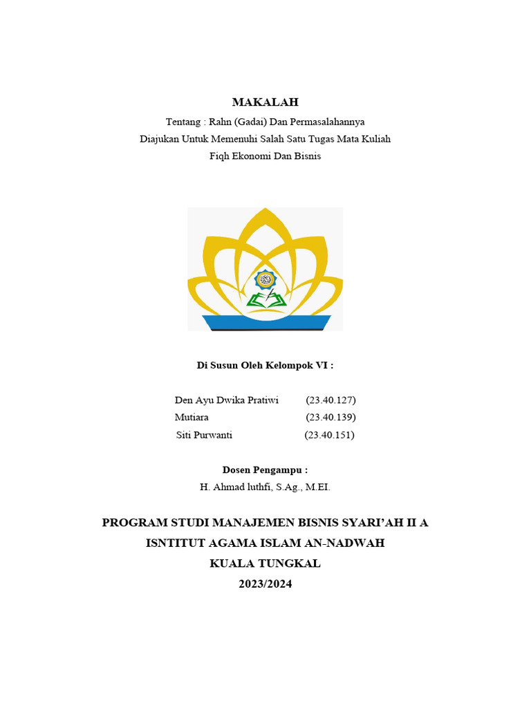 Makalah Fiqh Ekonomi Kel.6 | PDF