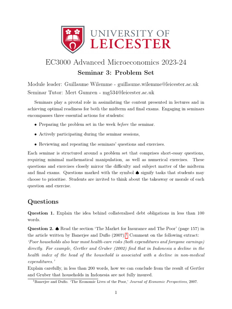 EC3000 Sem3 (Lec5) | PDF | Utility | Risk Premium