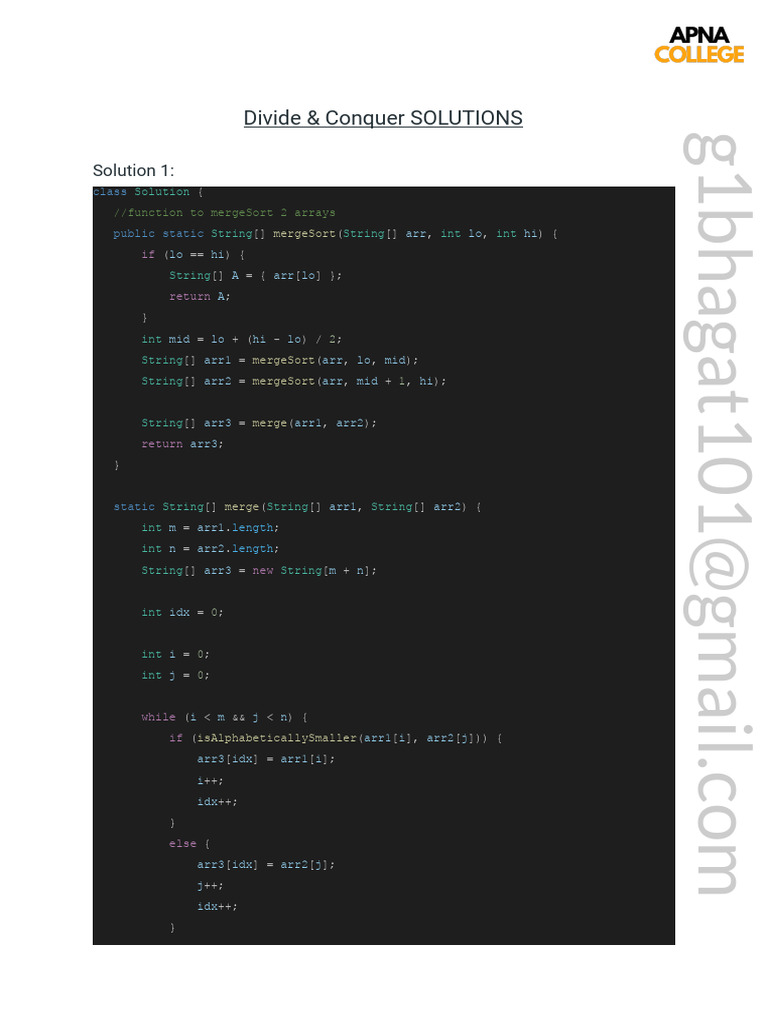 Divide & Conquer Solutions | PDF | Mathematical Logic | Computing