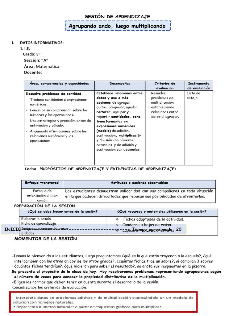 AGRUPANDO ANDO , LUEGO MULTIPLICANDO | Descargar gratis PDF | Evaluación | Aprendizaje