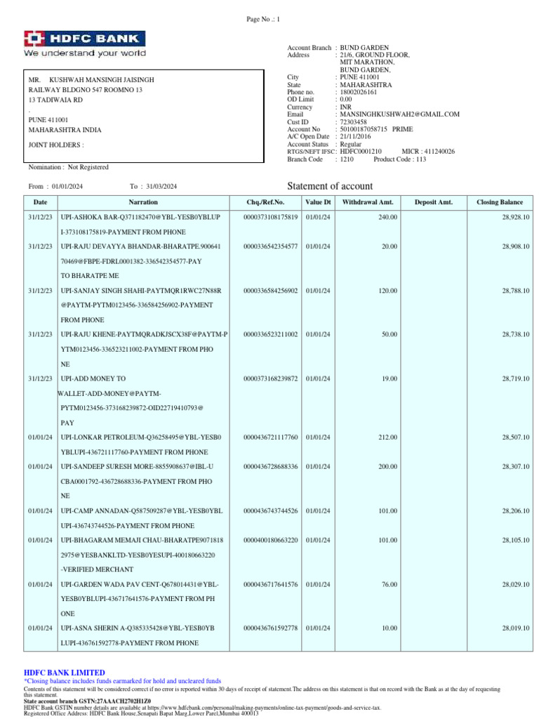 Acct Statement | PDF | Financial Services Companies | Banks Acct Statement | PDF | Financial Services Companies | Banks