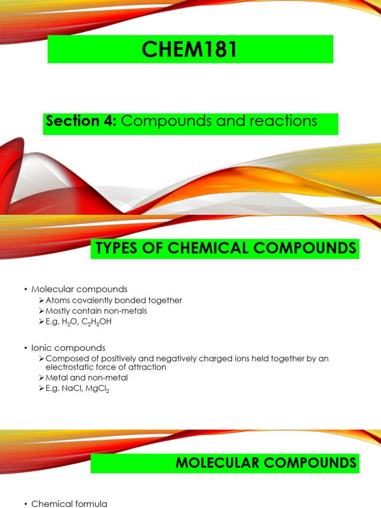 Chem181 Section 4 - Compounds | PDF | Chemical Compounds | Ion