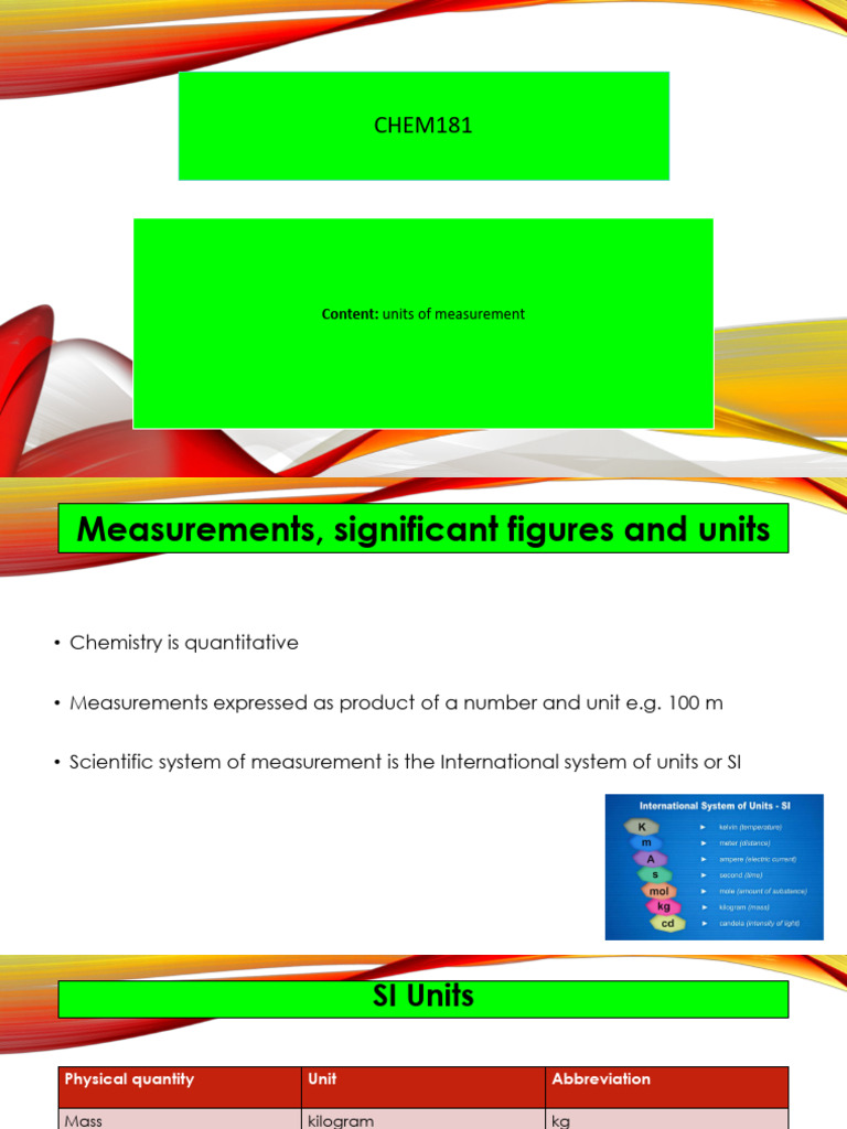 Chem181 Section 2 - Measurements, significant figures and units | PDF ...