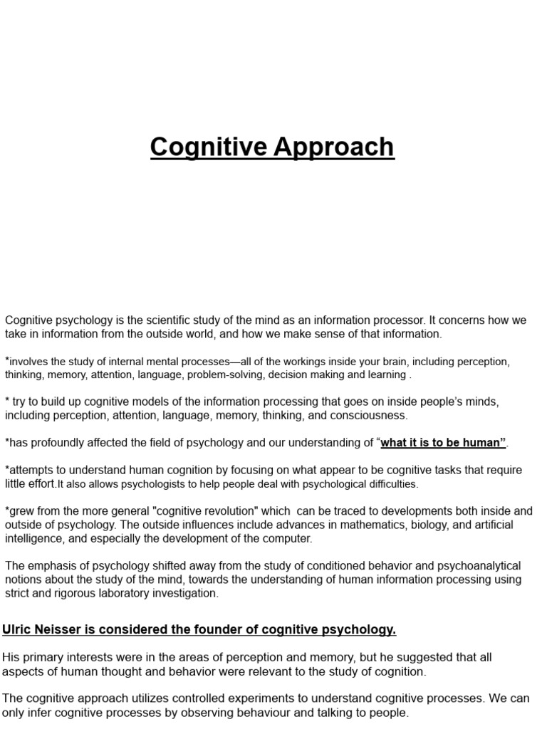 Cognitive Approach | PDF | Cognitive Psychology | Cognition