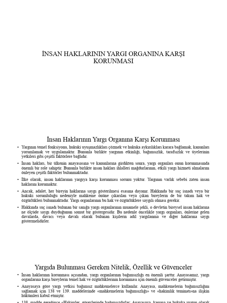 İnsan Haklarinin Yargi Organina Karşi Korunmasi | PDF