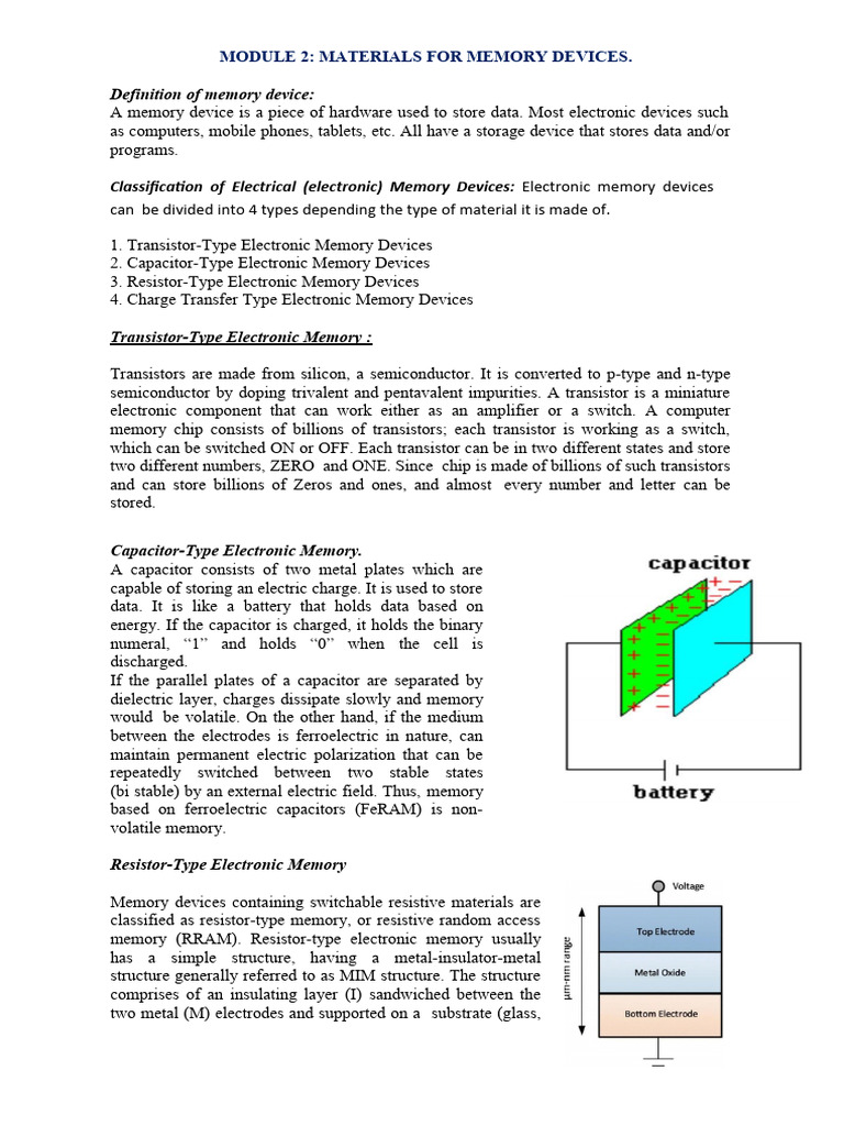 Memory Devices For Aiml Pdf Read Only Memory Computer Data Storage