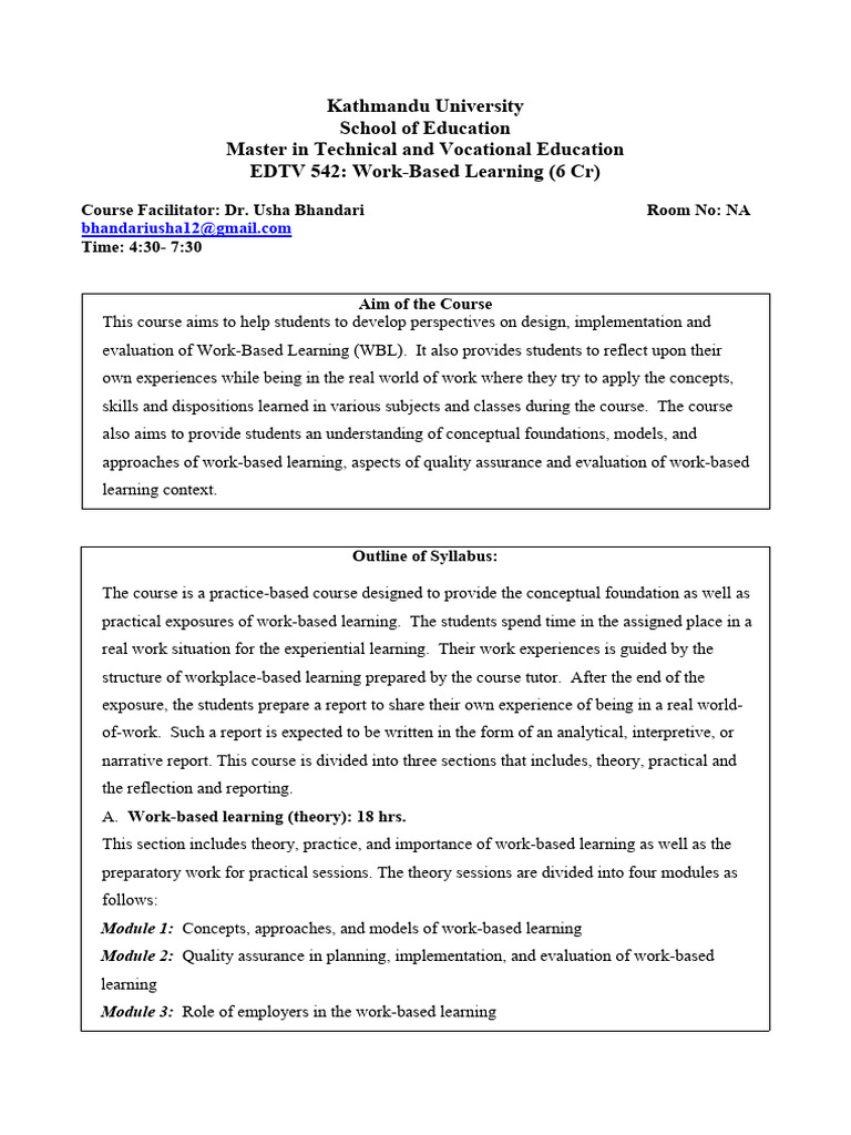 WBL Module - 2023 | PDF | Mentorship | Learning