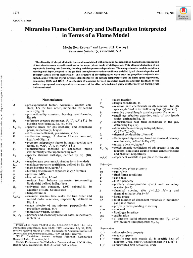 Nitramine Flame Chemistry and Deflagrati | PDF | Reaction Rate | Combustion