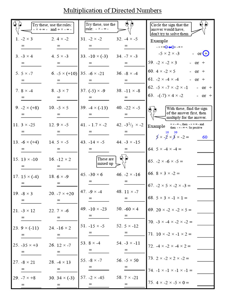 06 Multiplication of Directed Numbers | PDF | Mathematics | Arithmetic