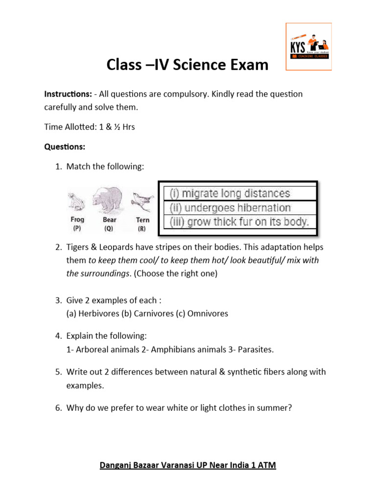Class IV Science | PDF | Science & Mathematics
