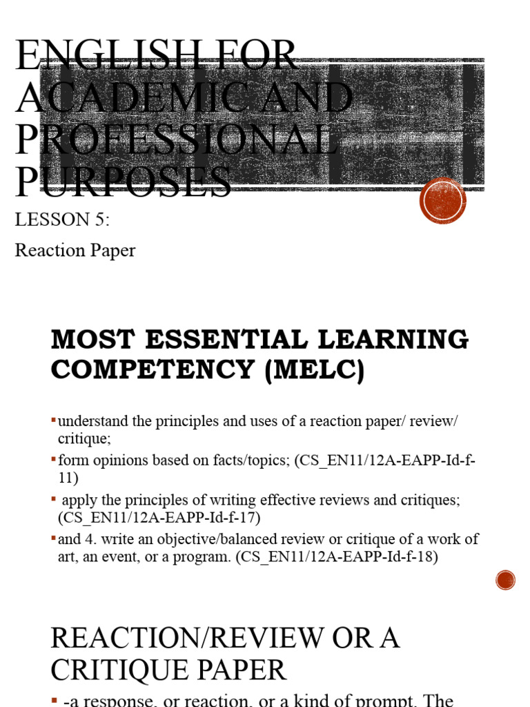 Writing Effective Reaction Papers | PDF | Essays | Human Communication