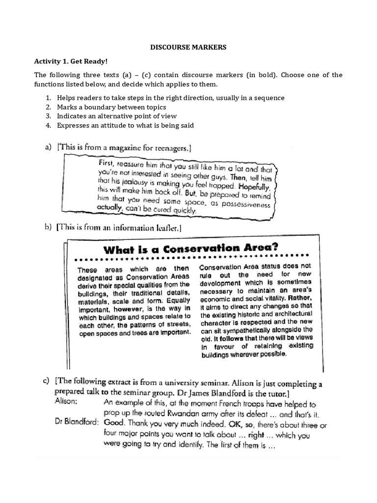 Discourse Markers + Passive Voice | PDF | English Language | Discourse