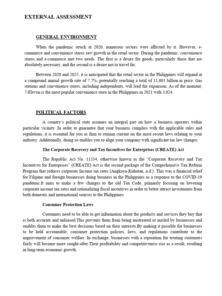 External Assessment & Main Competitors | PDF | Consumer Behaviour | Taxes