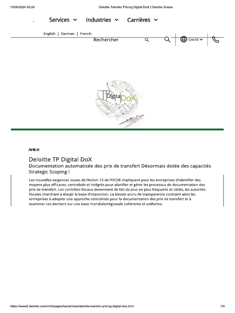 Deloitte Transfer Pricing Digital DoX - Deloitte Suisse | PDF