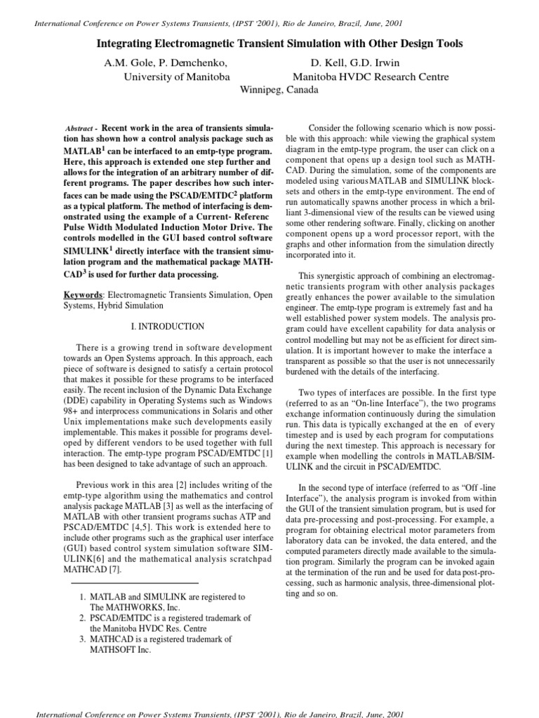 Emt Simulation Integrating With Other Toos Pdf Matlab Graphical