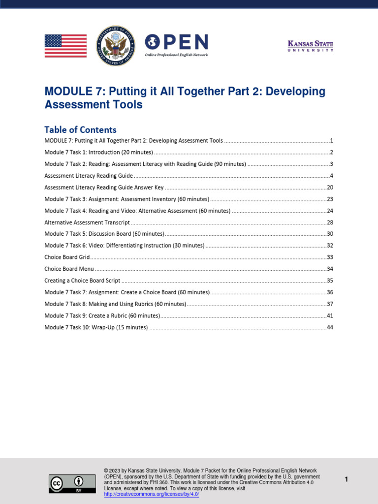 TFF Module 7 Packet - Spring 2024 - 102832 | PDF | Educational ...