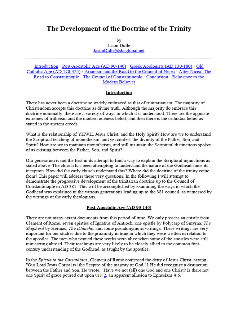 The Development of The Doctrine of The Trinity | PDF | Arianism | God ...