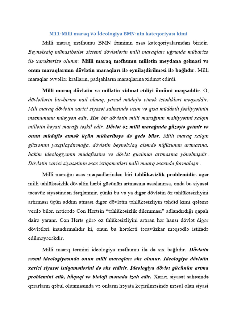 M11-Milli Maraq Ve Ideologiya | PDF