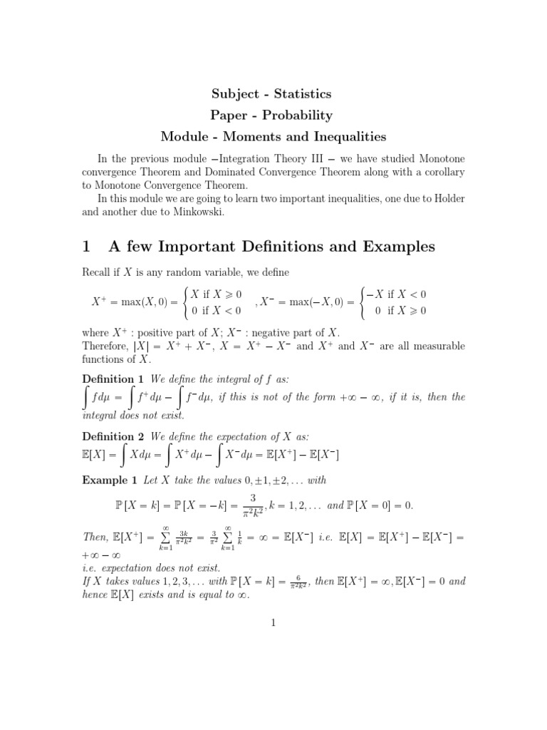 Momentsand Inequalities | PDF | Expected Value | Mathematical Analysis