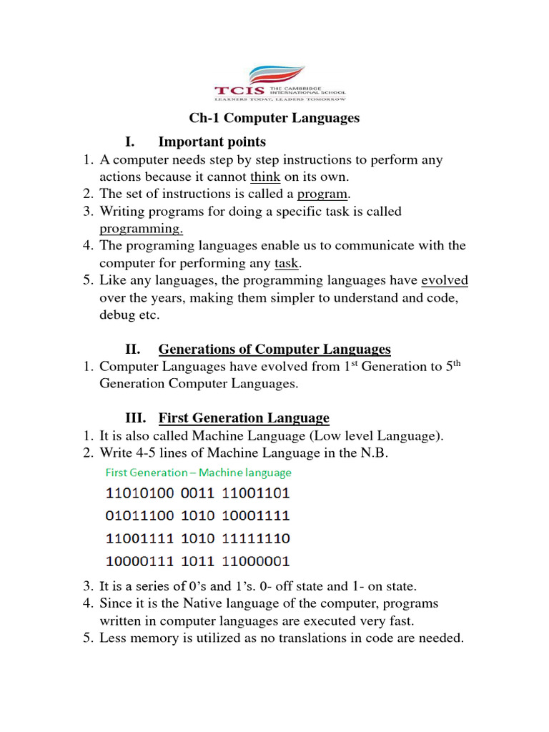 CH-1 Computer Languages | PDF | Assembly Language | Computer Program