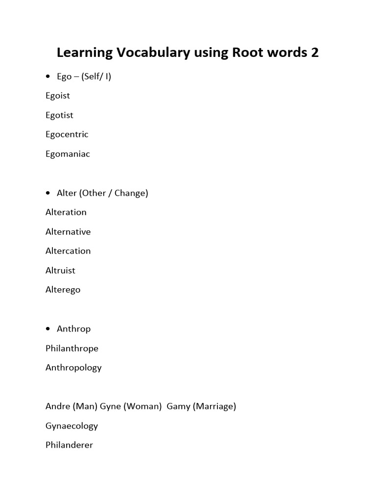 Vocabulary Building with Root Words | PDF