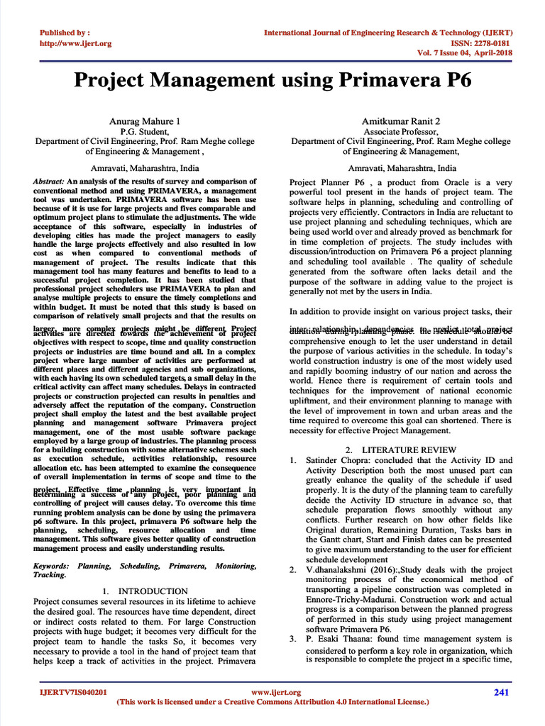 Project Management Using Primavera P6 | PDF | Project Management | Business