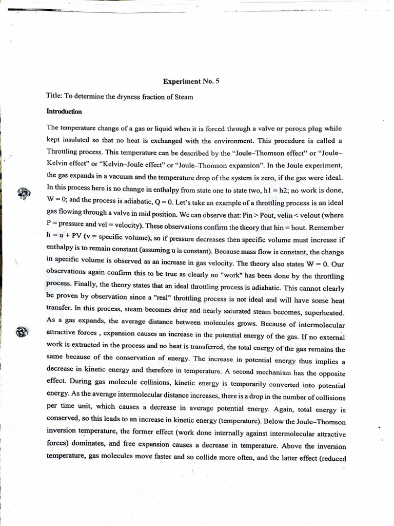 Dryness Fraction of Steam Practical (From Senior's Batch) | PDF ...
