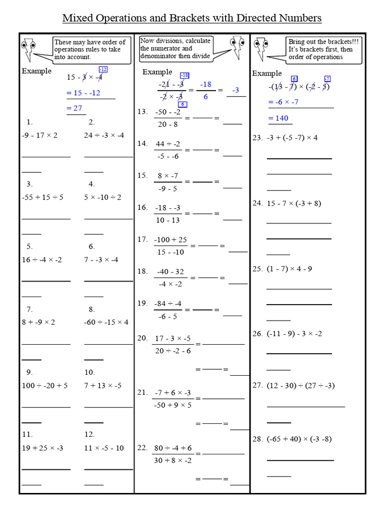 08 Mixed Operations Brackets Directed | Download Free PDF ...