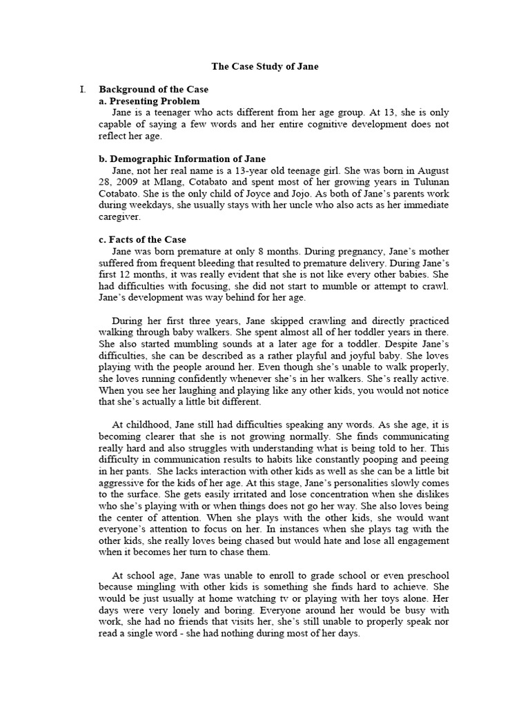 The Case of Jane | PDF | Speech | Child Development