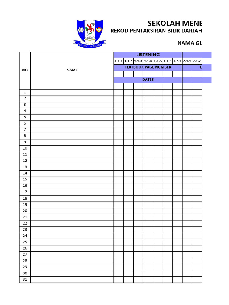 REKOD PBD DAN EVIDEN xls | PDF | Curriculum | Educational Assessment