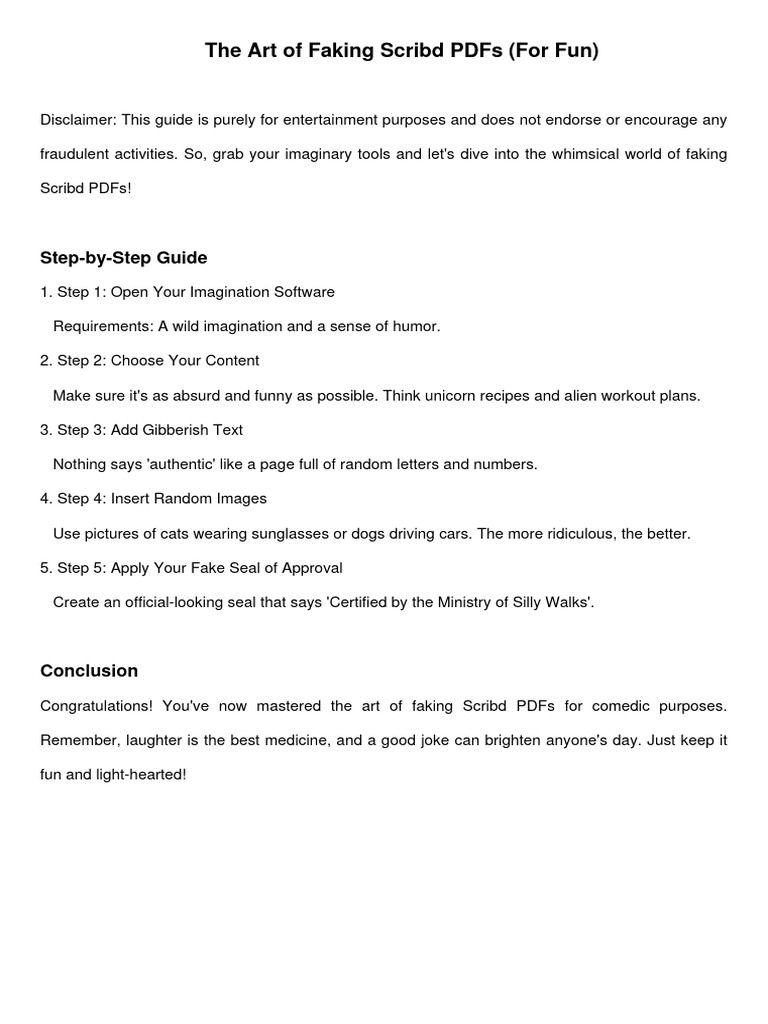 How to Create Funny Fake Scribd PDFs | PDF | Self-Improvement