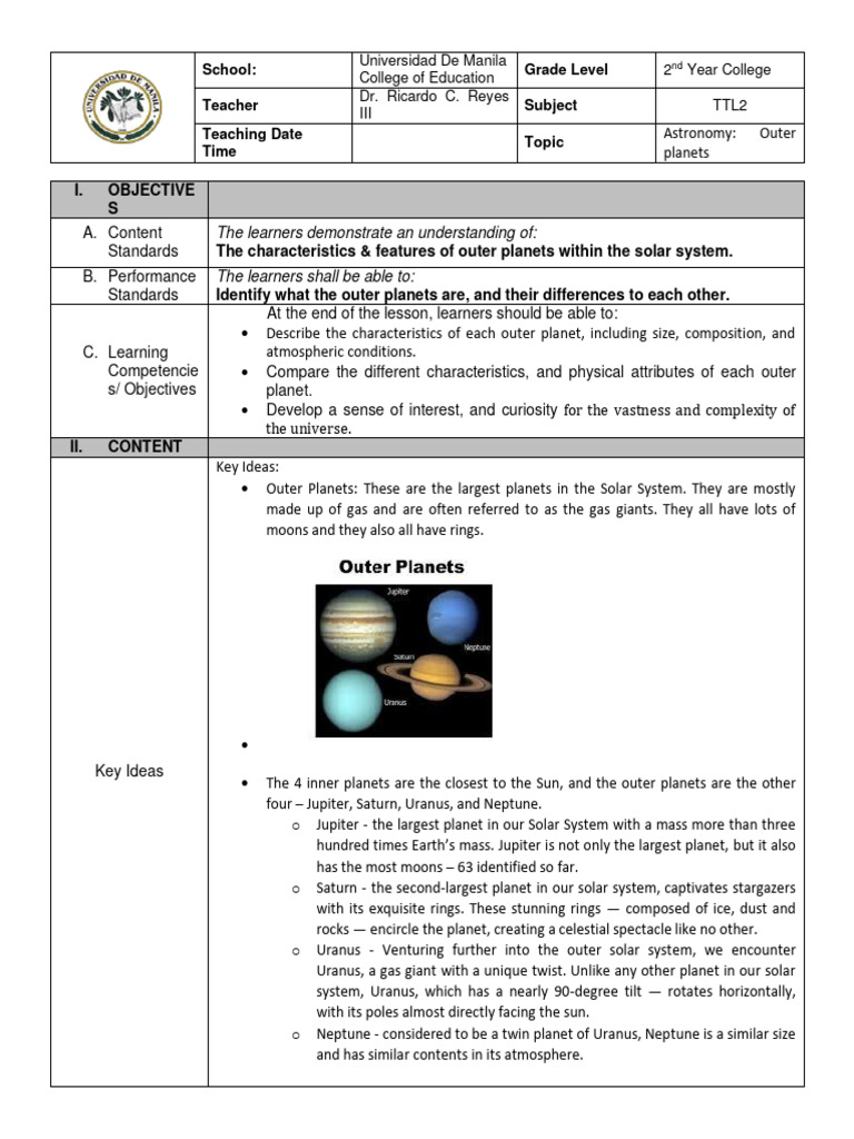 Morales Astronomy20Outer20Planets20 20 | PDF | Planets | Solar System