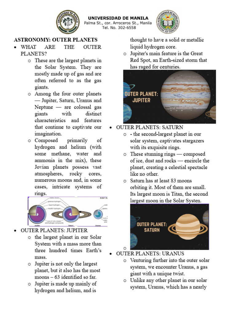 Outer Planets of the Solar System | PDF | Planets | Solar System