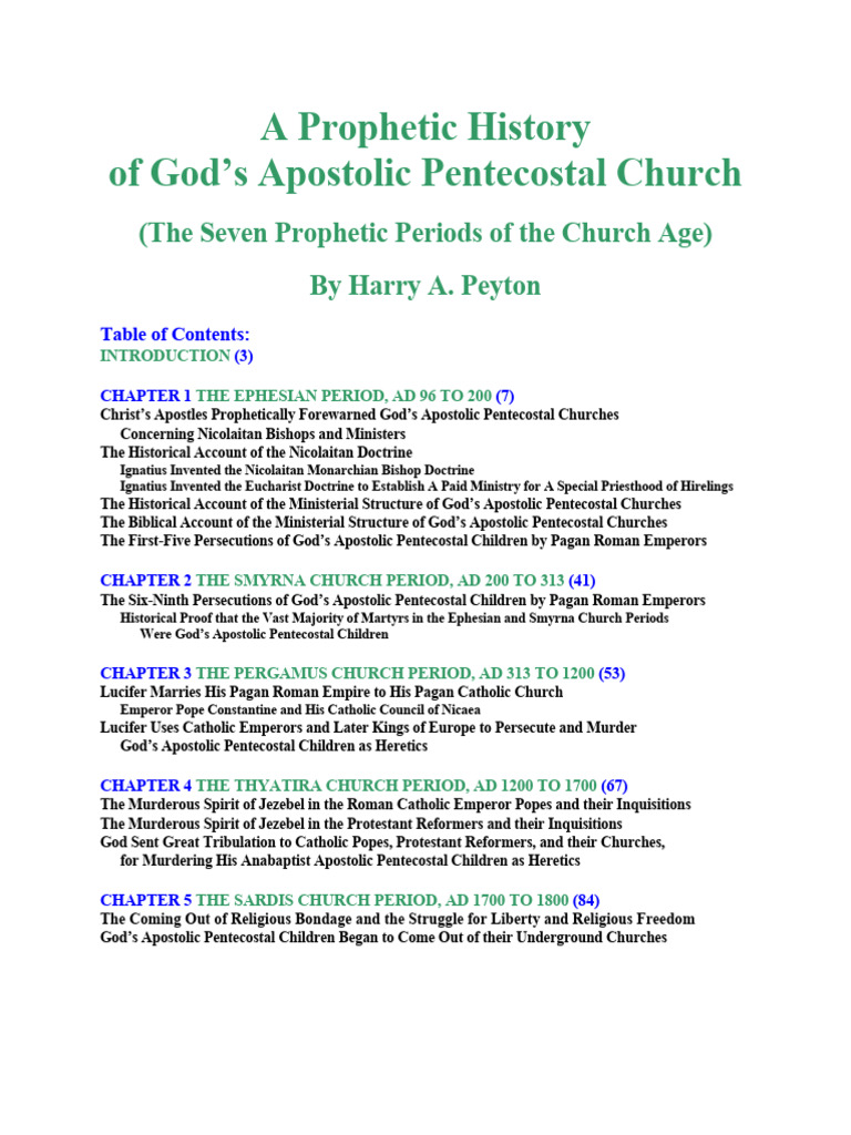 A Prophetic History of God's Apostolic Pentecostal Church | PDF | Bible ...