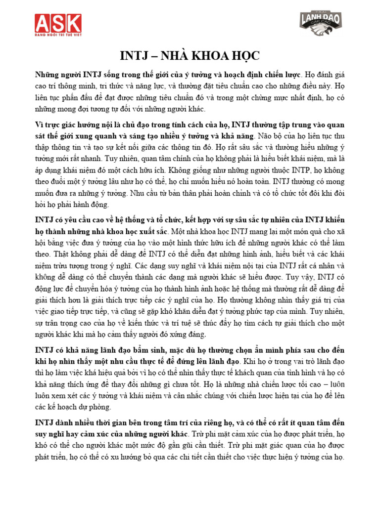 INTJ - NHÀ KHOA HỌC | PDF