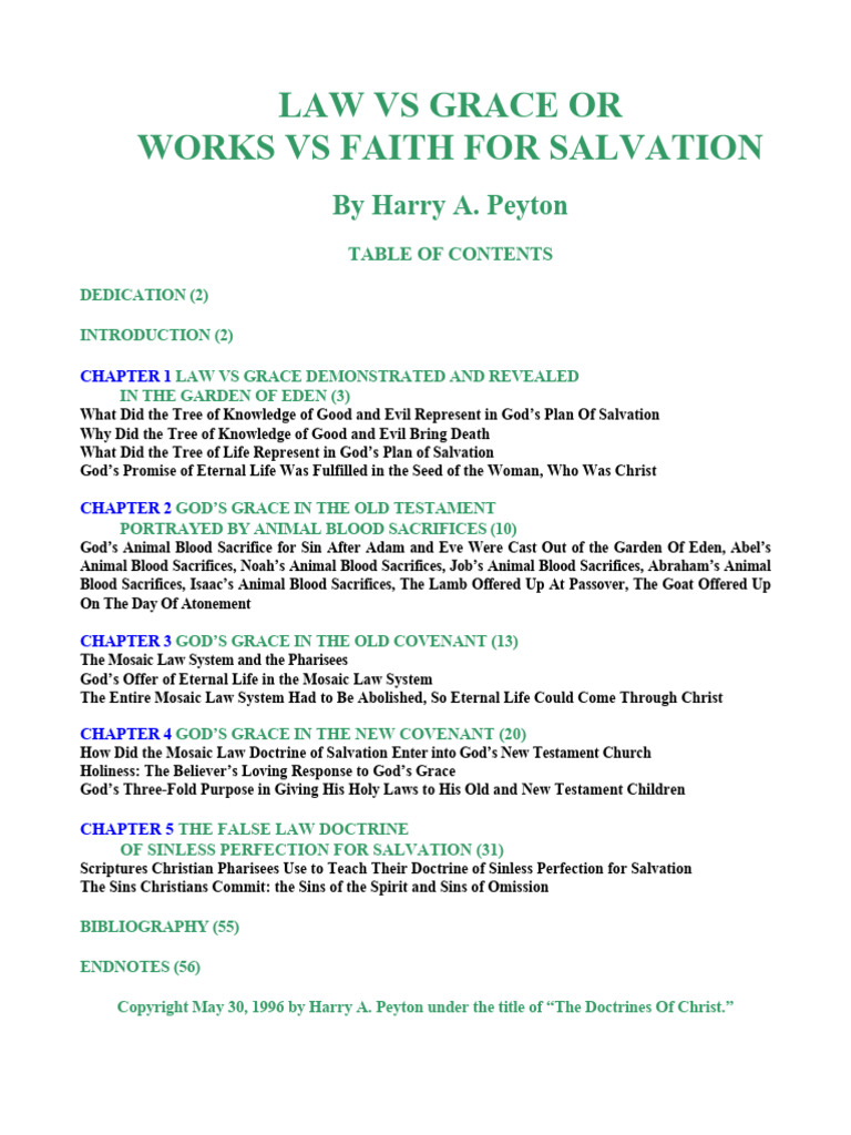 Law Vs Grace or Works Vs Faith To Obtain Eternal Life | PDF | Eternal ...