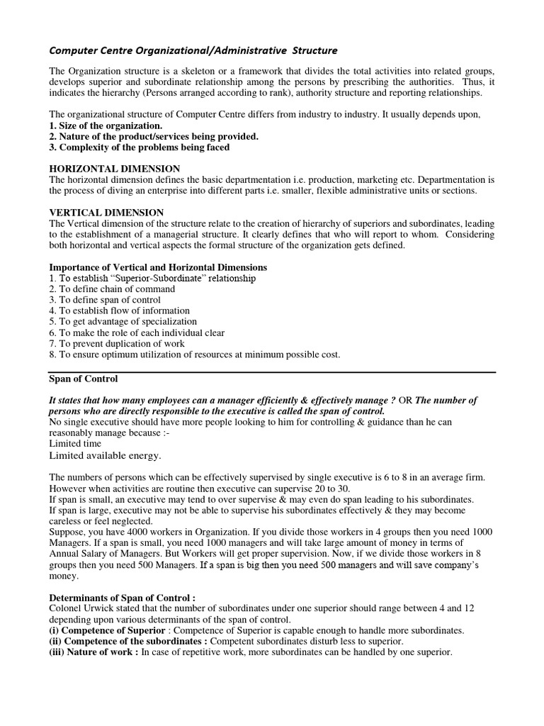 Computer Centre Organizational Structure | PDF | Organizational ...