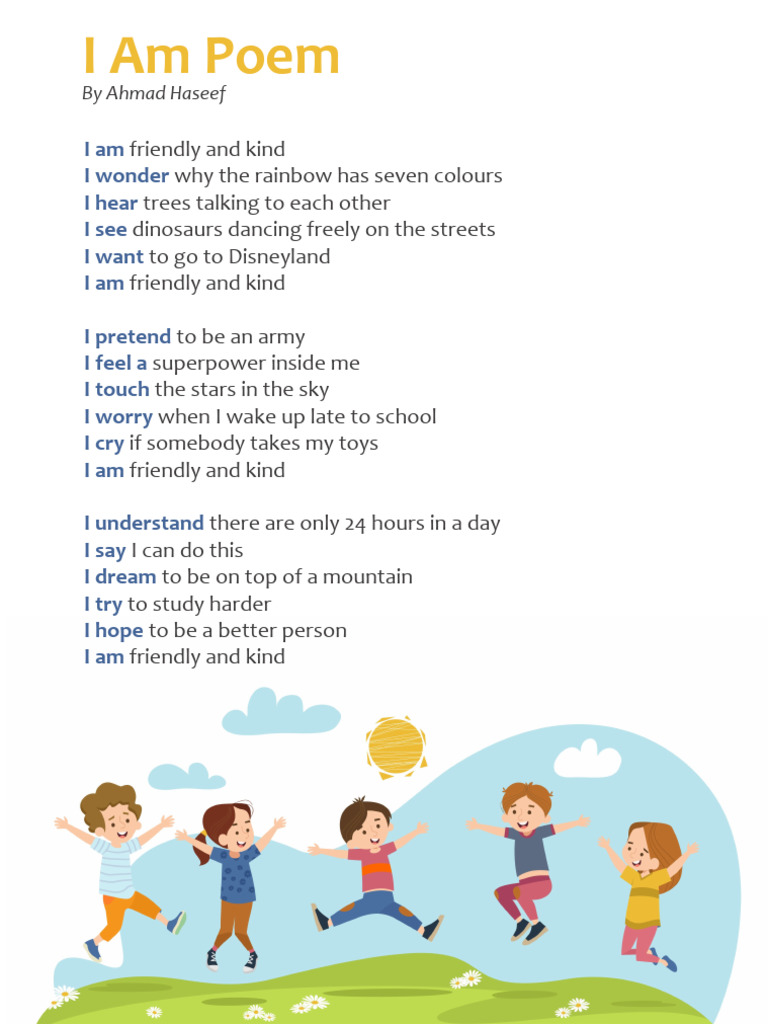 Creative "I Am" Poem for Kids | PDF | Art