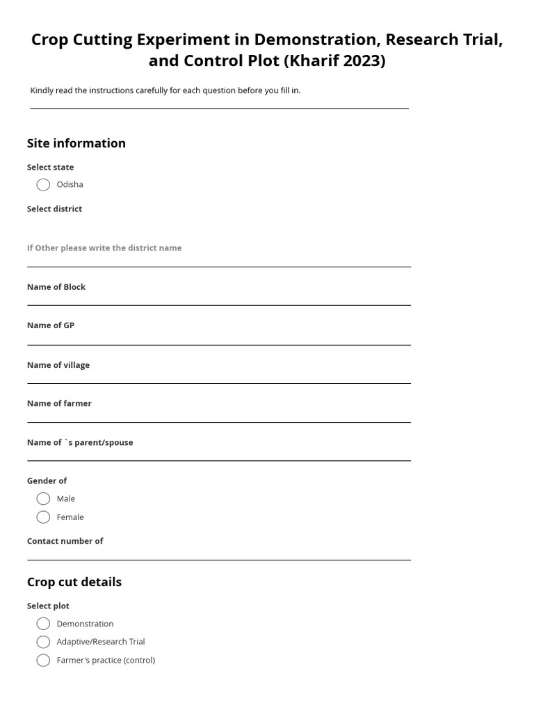 Crop Cutting Experiment in Demonstration, Research Trial, and Control ...