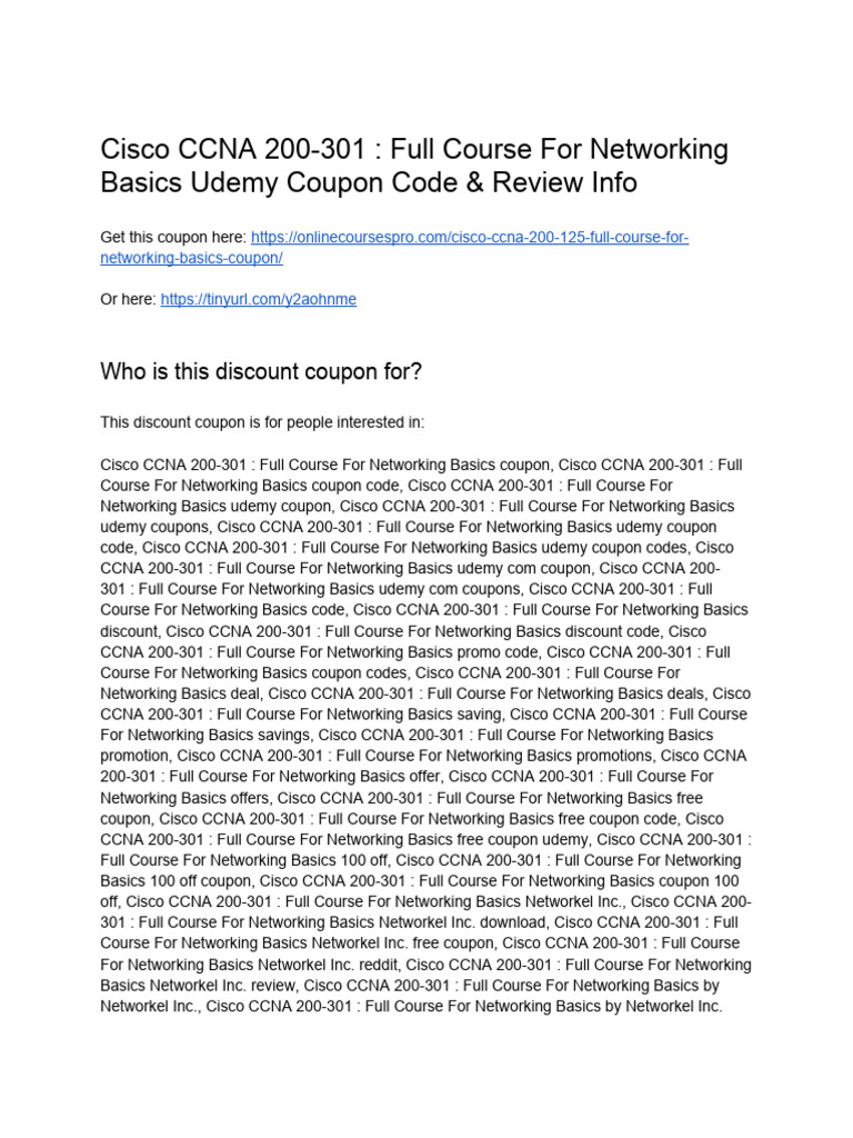 Cisco CCNA 200-301 Course Coupon | PDF | Cisco Certifications ...