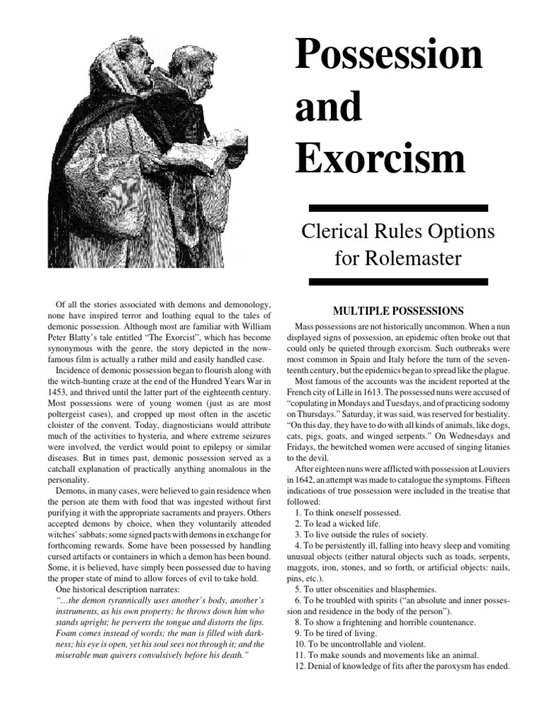 Rolemaster - Possession & Exorcism | PDF | Exorcism | Demons
